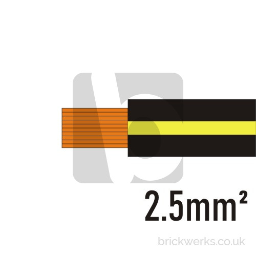 Electrical Cable - 2.5mm² | Black / Yellow | Per M | VW T25, Type 25 ...
